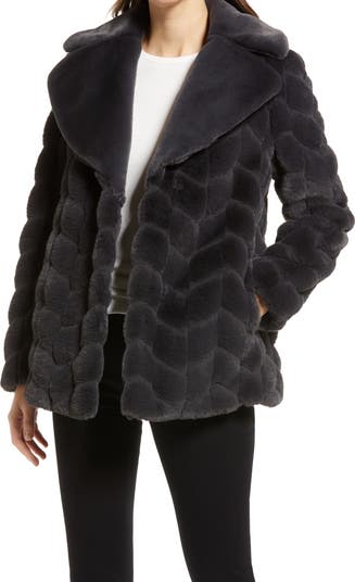 Via Spiga Grooved Faux Fur Jacket | Nordstrom