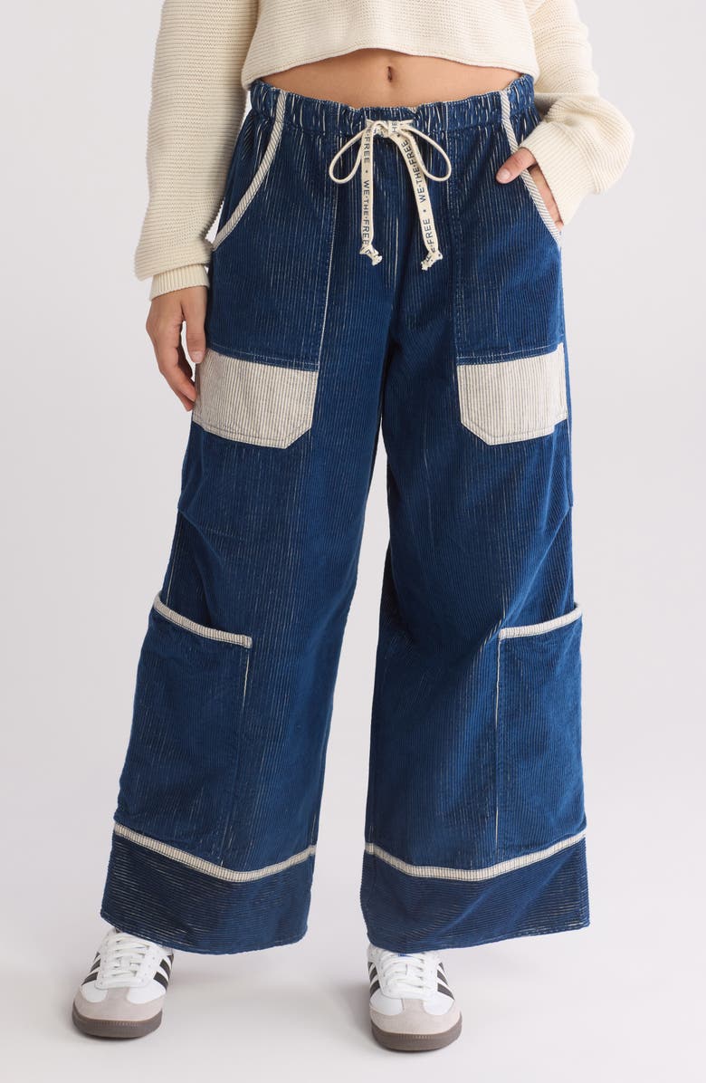 Free People Amethyst Colorblock Pull-On Wide Leg Cargo Corduroy Pants ...