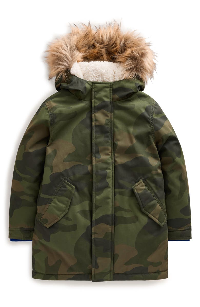 Mini Boden Kids' Authentic Waterproof Faux Fur Trim Parka | Nordstromrack