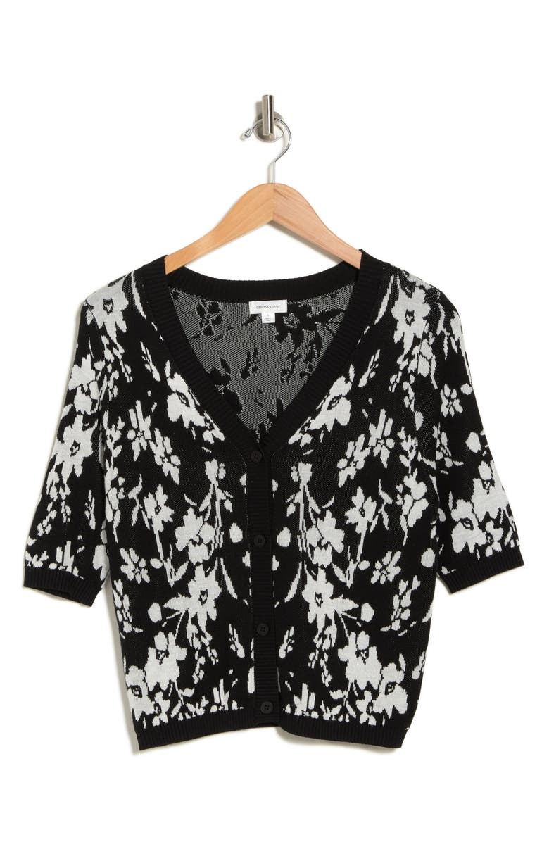 Gemma + Jane Floral Jacquard Elbow Sleeve Cardigan | Nordstromrack