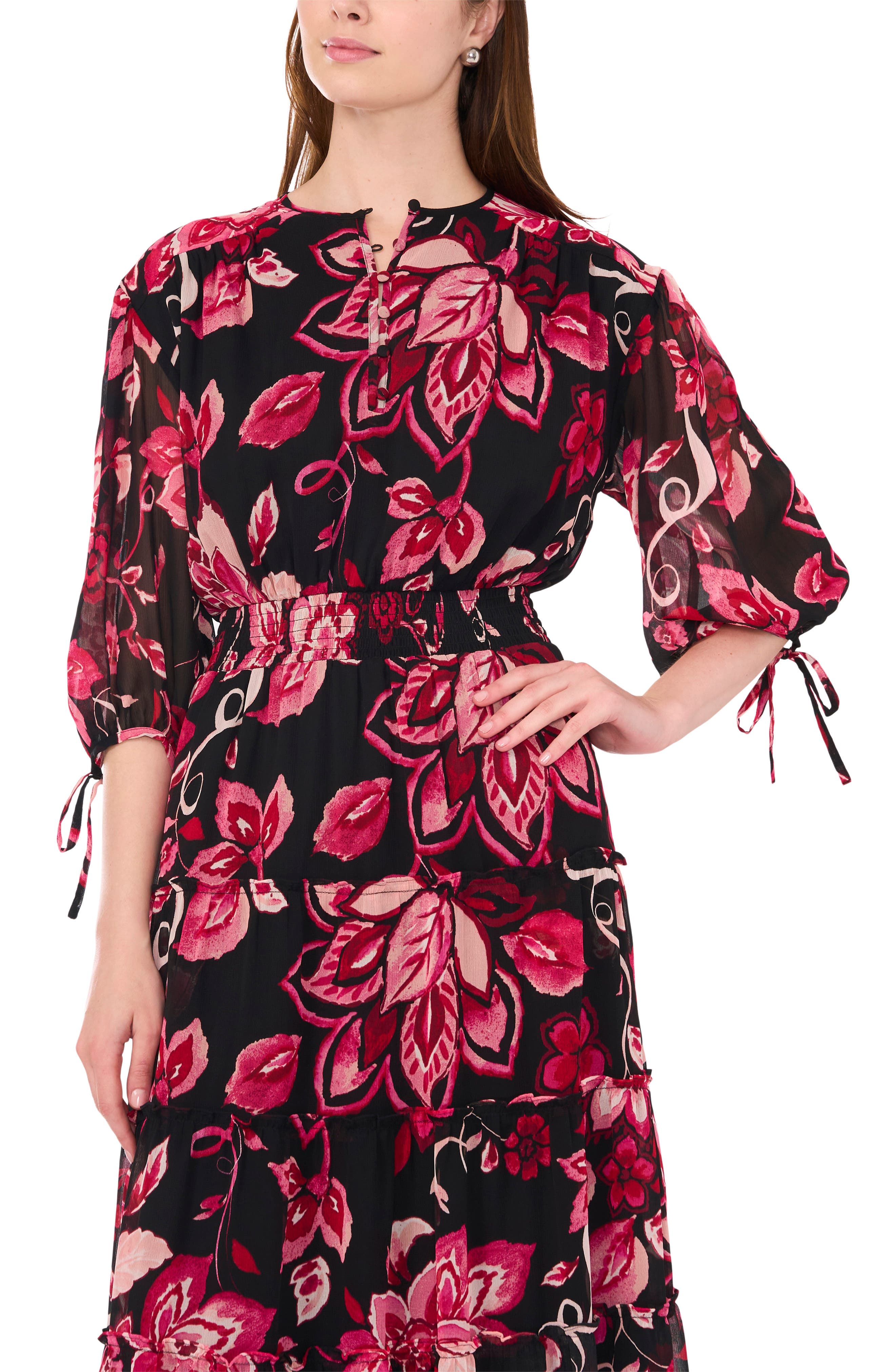 Halogen® Floral Smocked Waist Maxi Dress | Nordstromrack