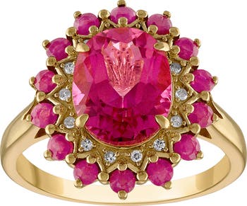 FZN 14K Gold Over Silver Pink Topaz, Ruby & Diamond Ring | Nordstromrack
