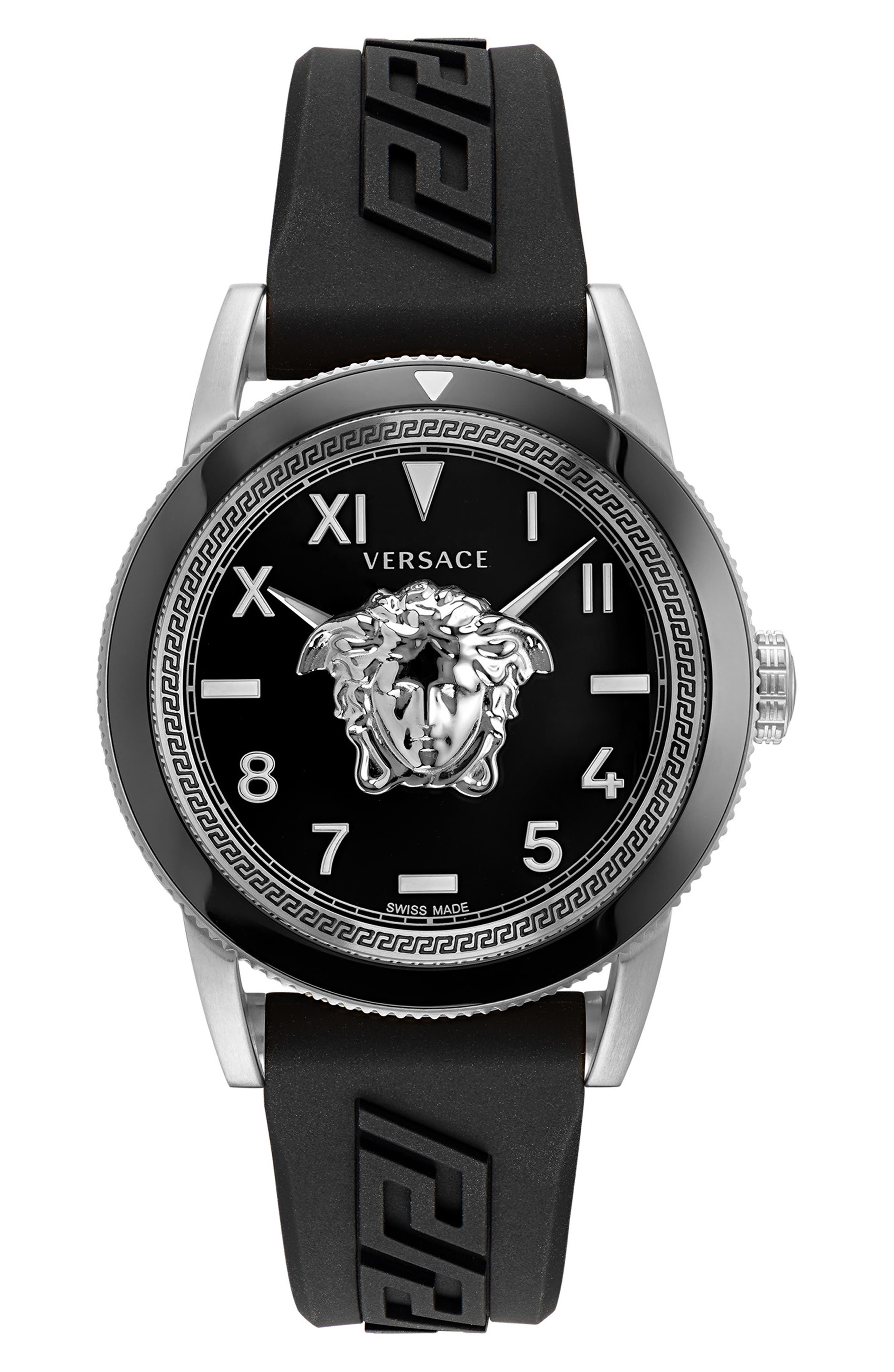 Versace Palazzo Silicone Strap Watch, 43mm | Nordstromrack