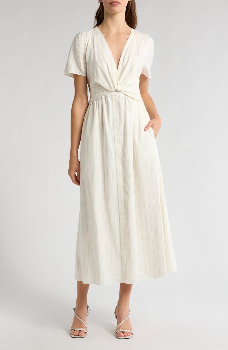 Derek Lam 10 Crosby Esmeray Short Sleeve Linen Blend Midi Dress | Nordstromrack