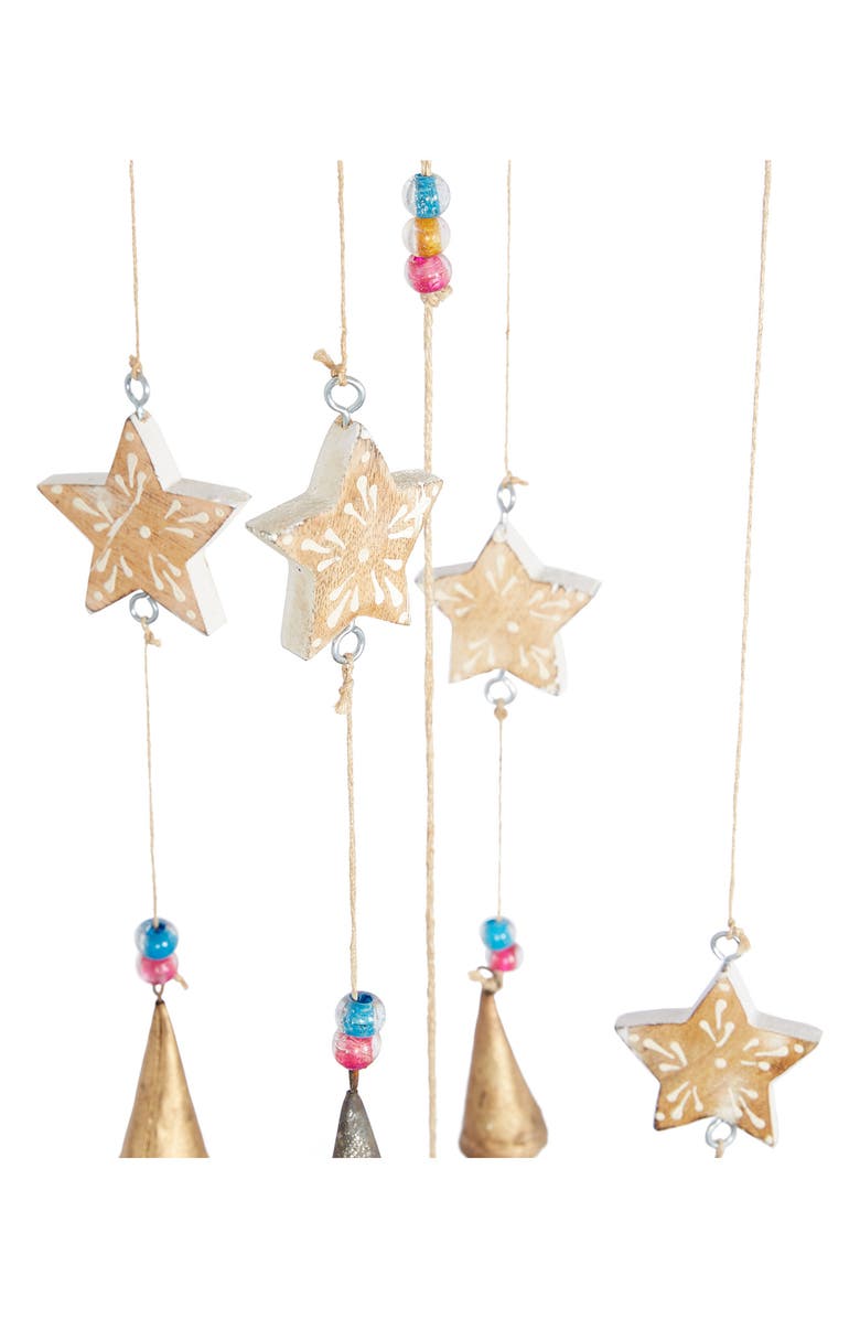 GINGER BIRCH STUDIO Goldtone Mango Wood Star Windchime with Glass Beads ...