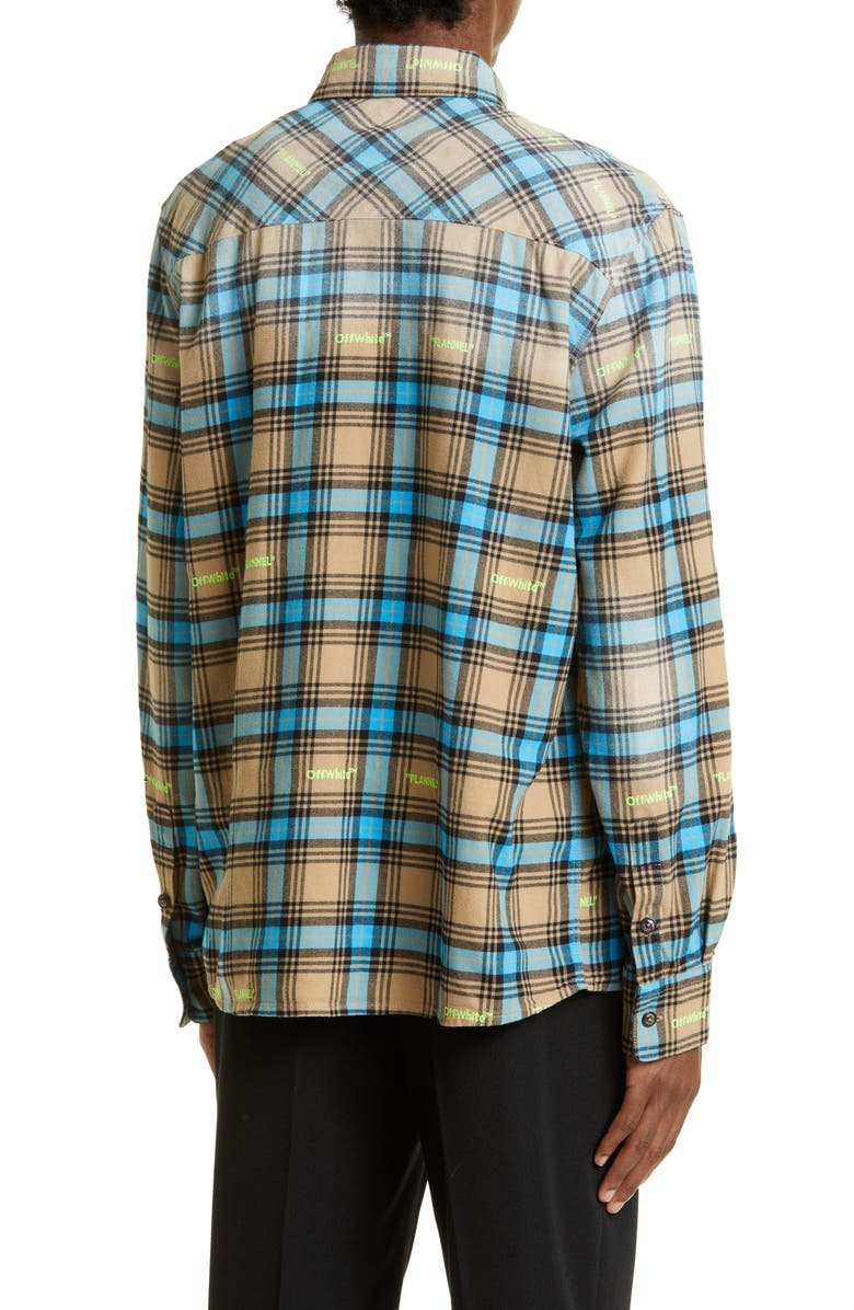 Off-White Helvet Logo Check Flannel Button-Up Shirt | Nordstromrack