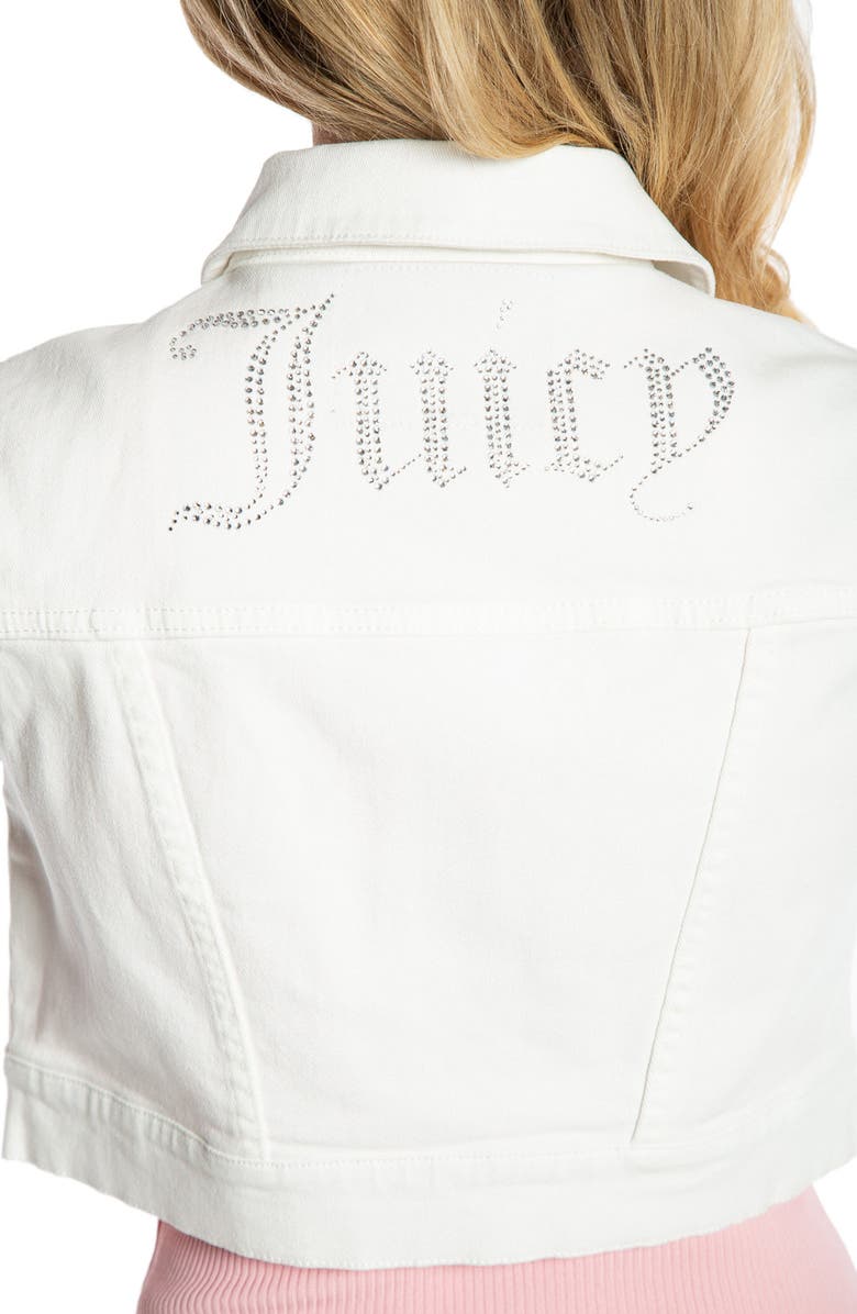 Juicy Couture Logo Rhinestone Crop Denim Vest | Nordstromrack
