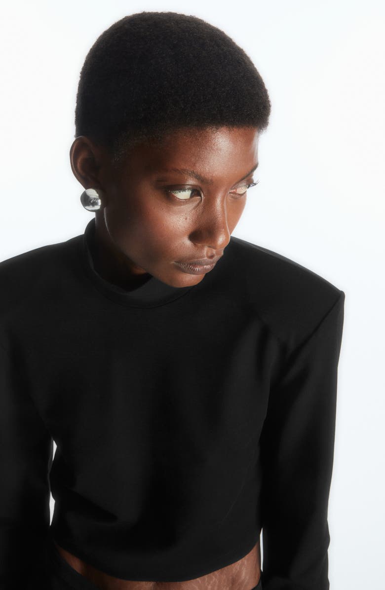COS Power Shoulder Mock Neck Crop Top | Nordstromrack