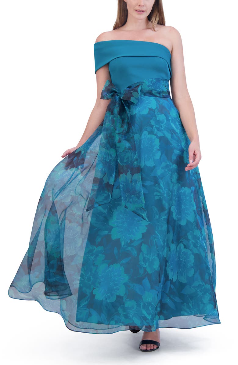 Eliza J Floral Print One-Shoulder Gown | Nordstromrack