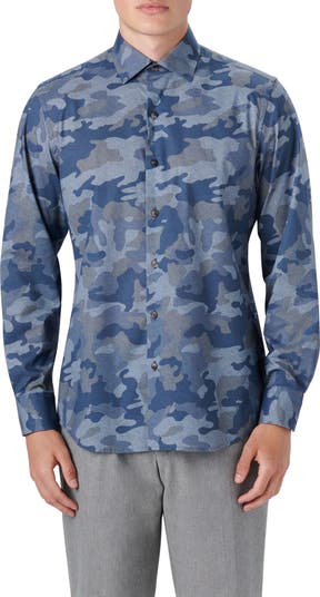 Bugatchi Shaped Fit Camouflage Stretch Cotton Button-Up Shirt ...
