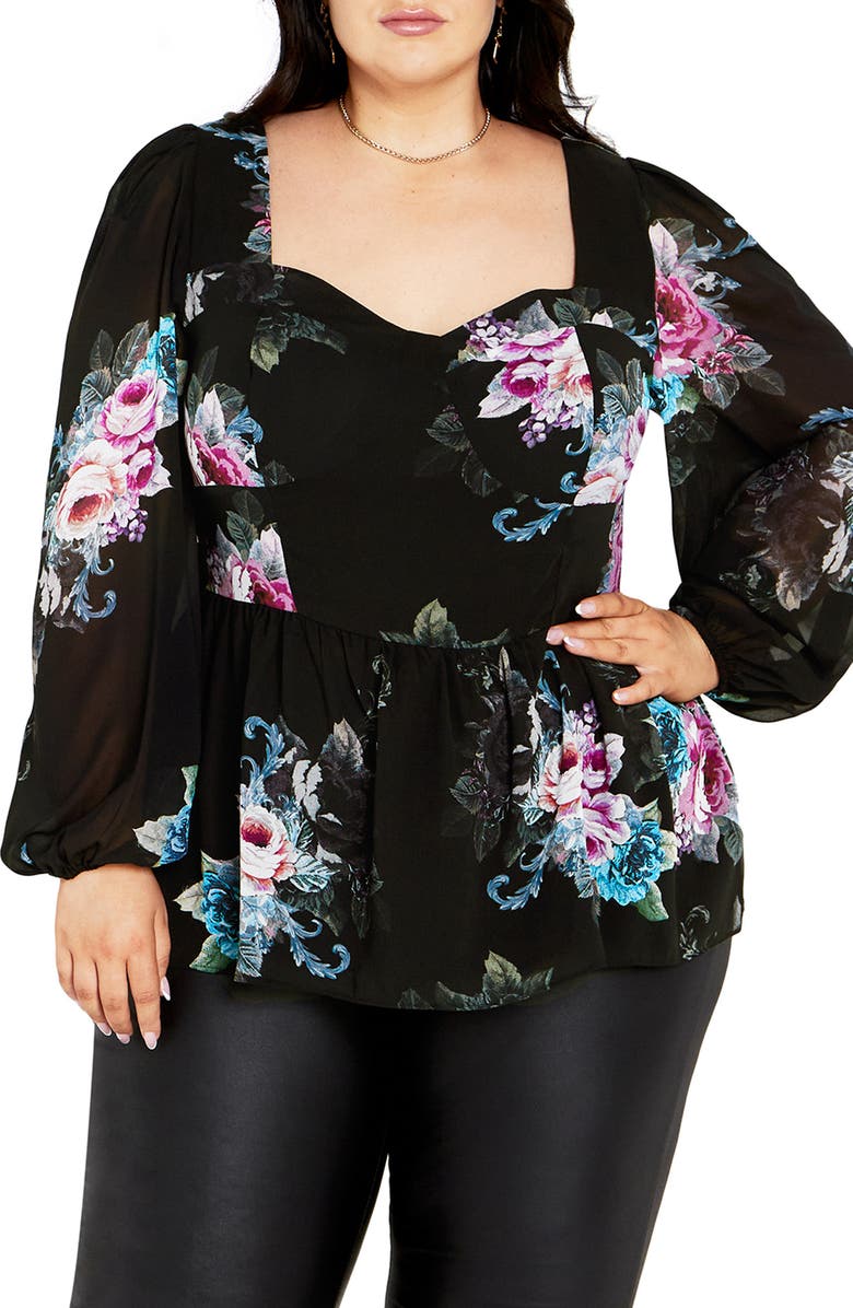 City Chic Ottilie Floral Long Sleeve Top | Nordstromrack