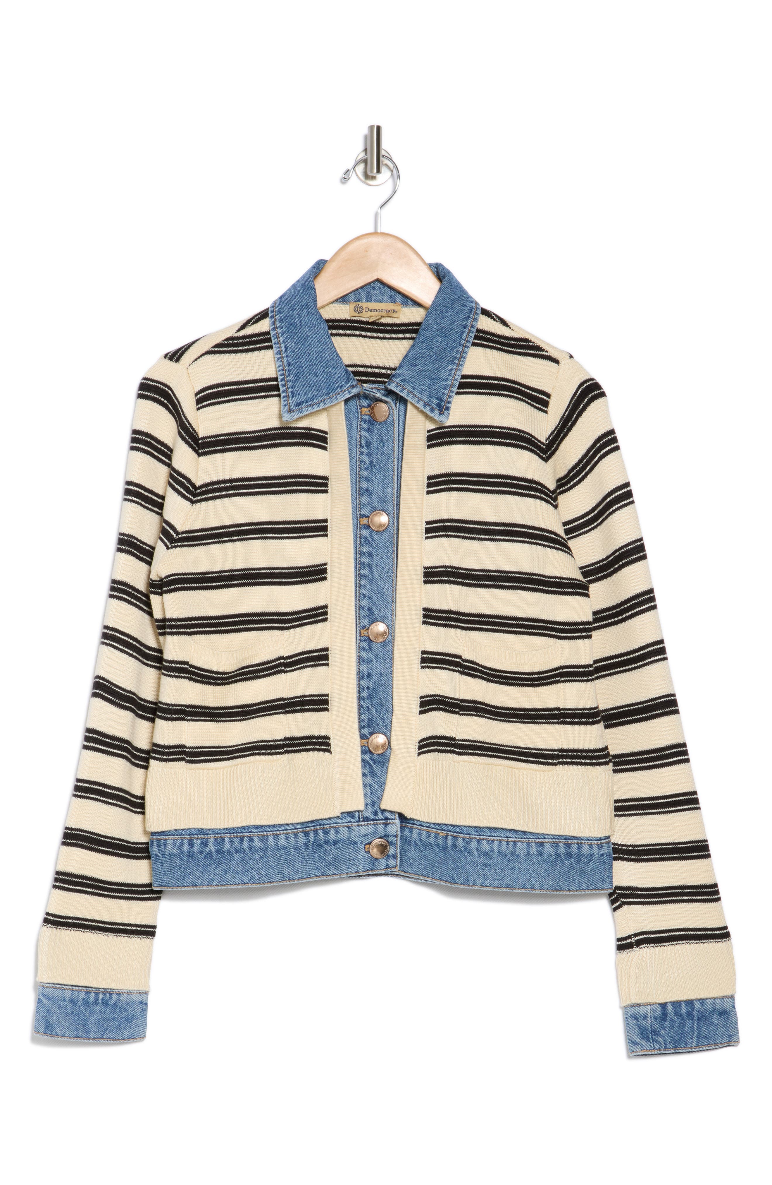 Democracy Stripe Mixed Media Jacket | Nordstromrack
