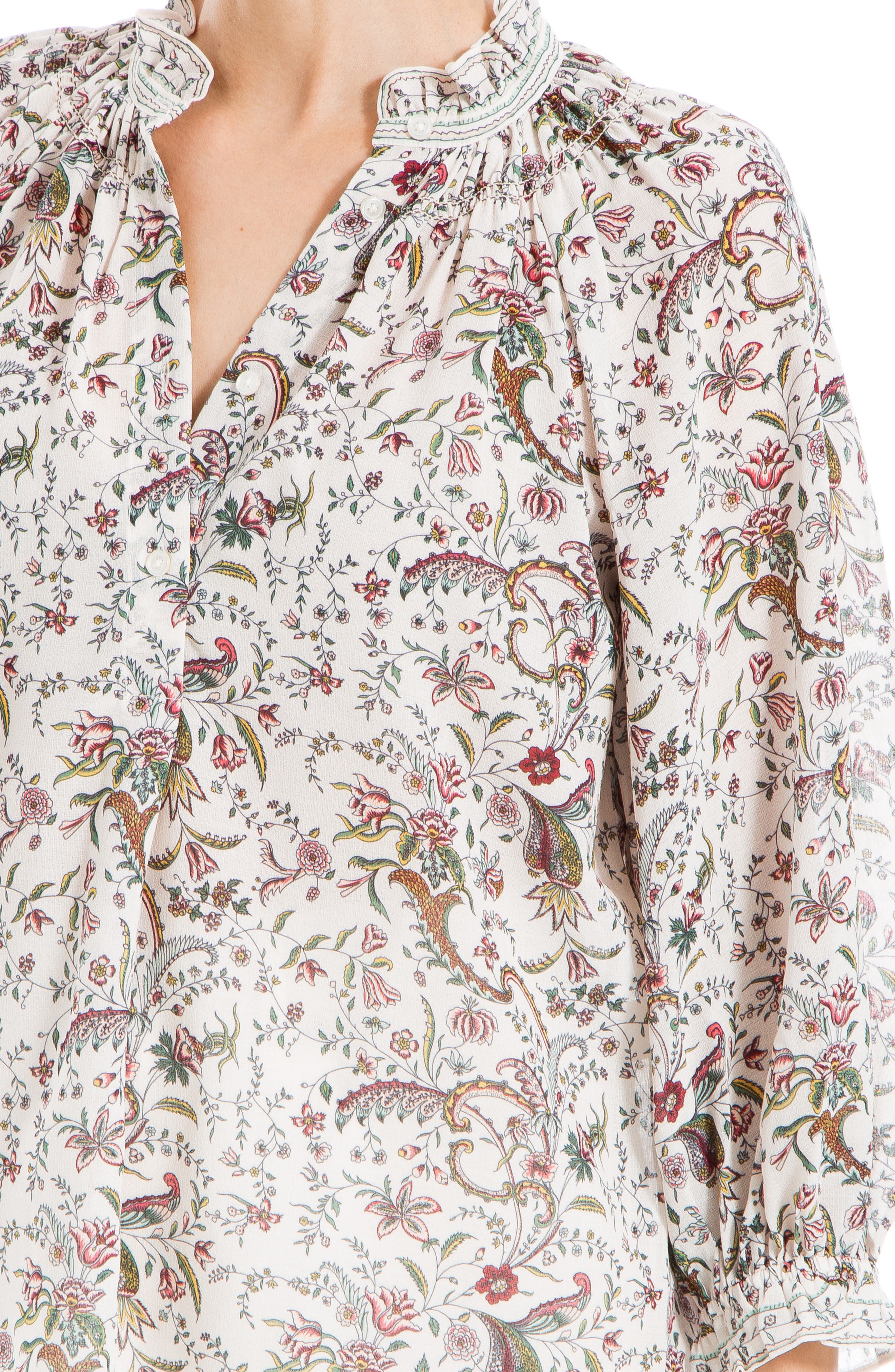 MAX STUDIO Ruffle Collar Puff Shoulder Top | Nordstromrack