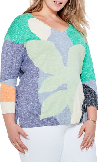 NIC+ZOE Leaf Burst Cotton Blend Sweater | Nordstrom