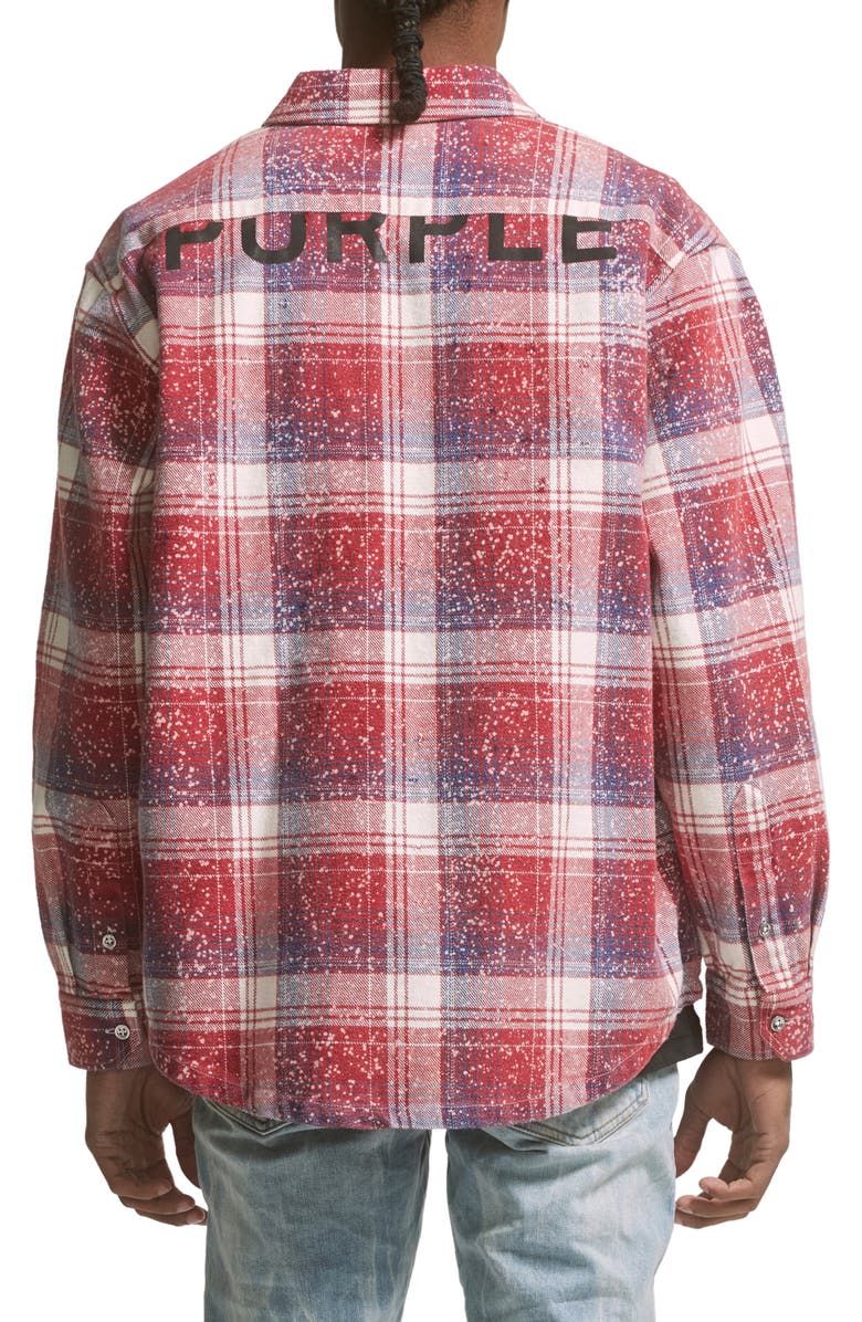 PURPLE BRAND Speckle Plaid Cotton Button-Up Shirt | Nordstromrack