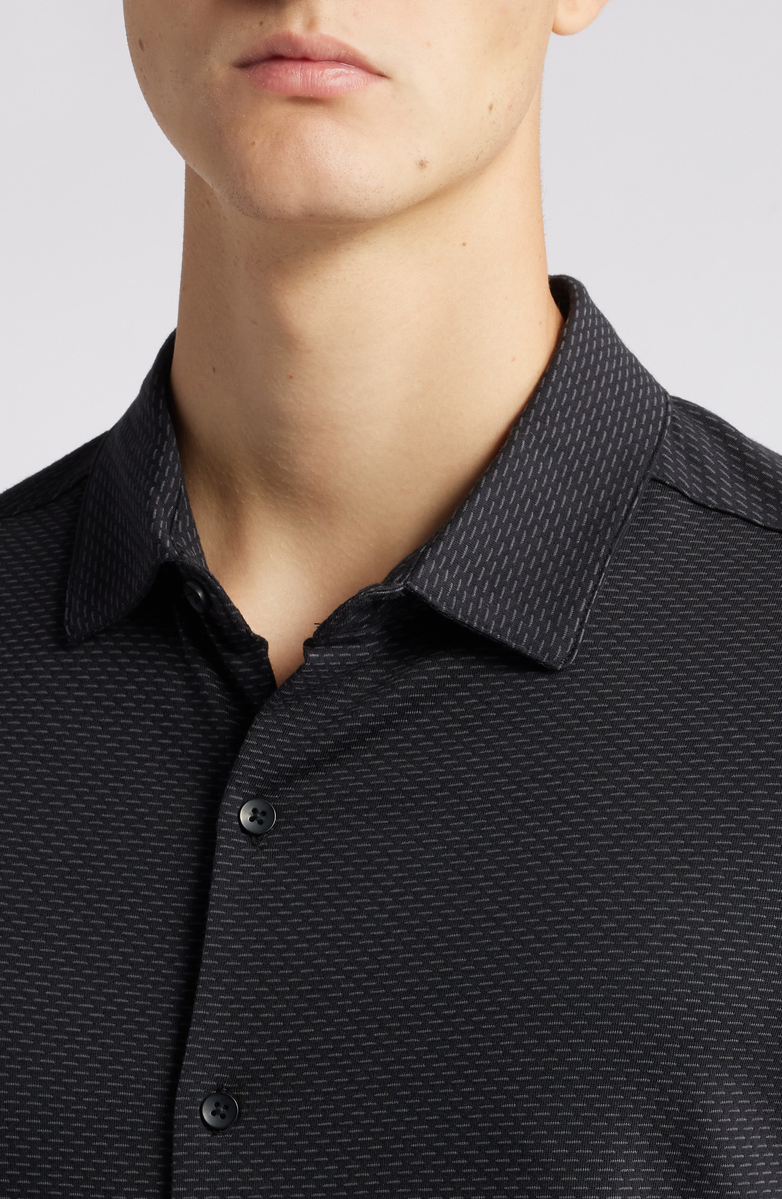 Robert Barakett Bonville Geo Jacquard Short Sleeve Cotton & Modal Knit ...