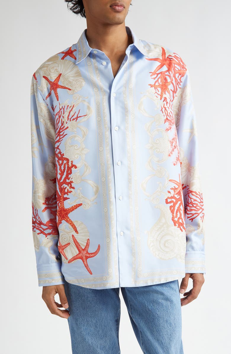 Versace Silk & Cotton Reversible Button-Up Shirt | Nordstromrack