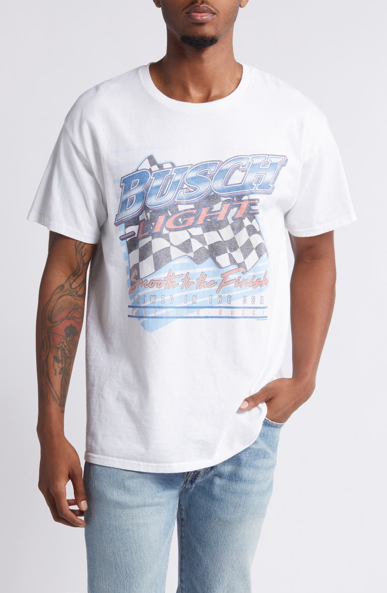Junk Food Busch Light Checkered Flag Cotton Graphic T-Shirt | Nordstromrack