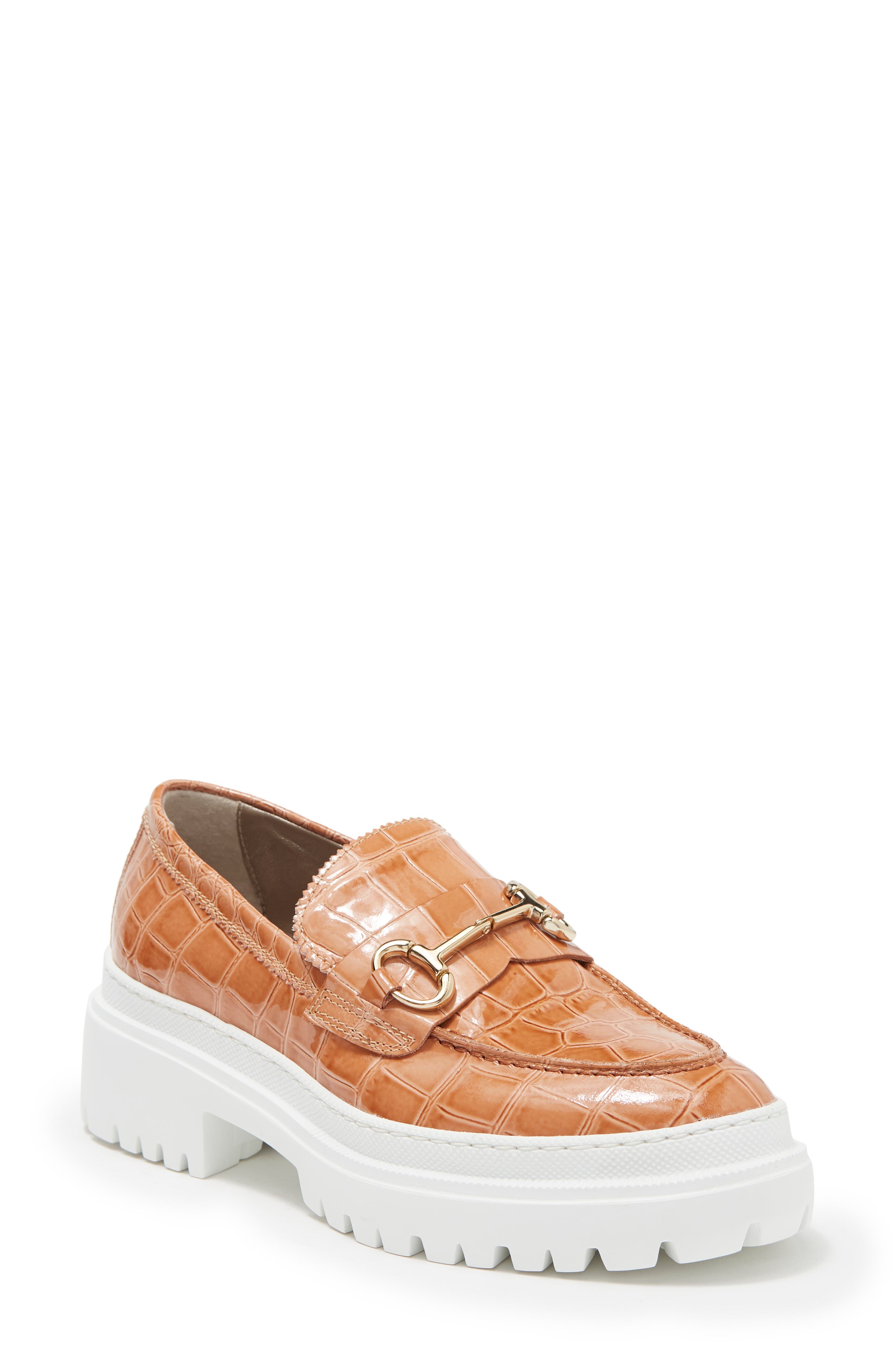 AGL Orietta Bit Croc-Embossed Leather Platform Loafer (Women ...