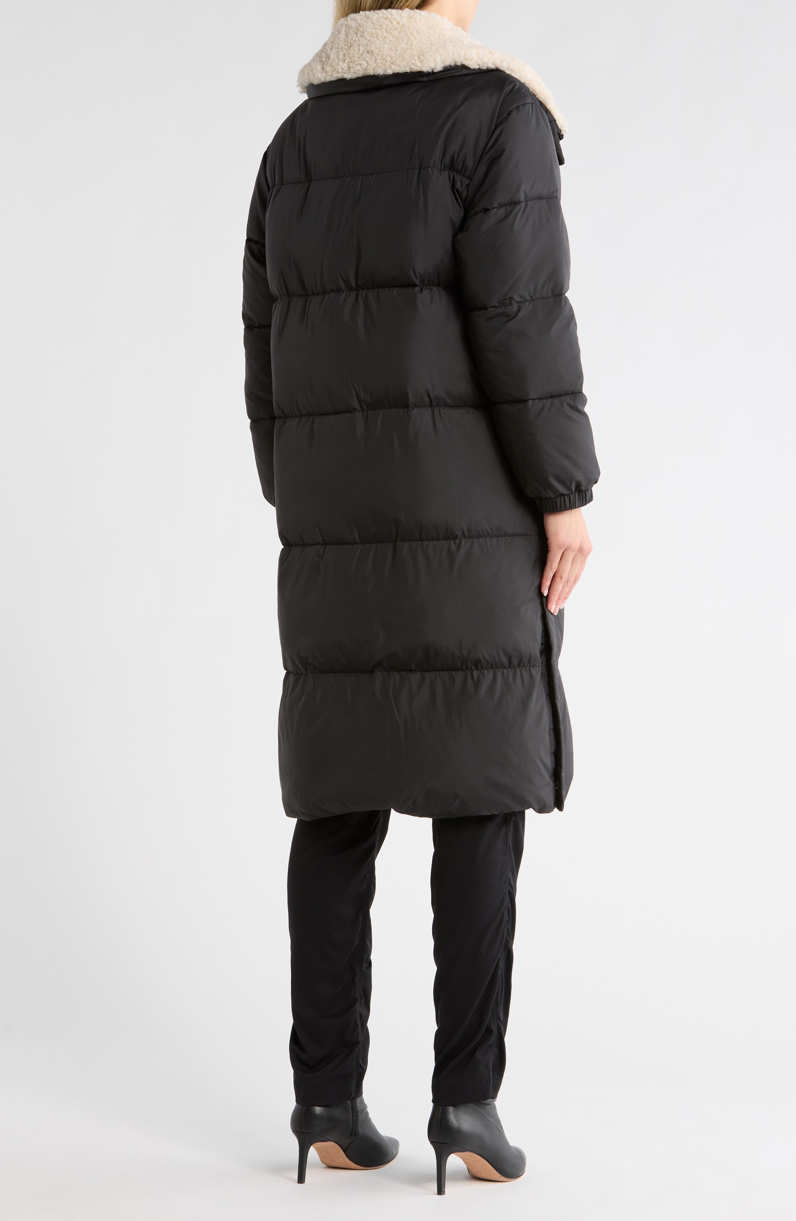 Michael Kors Faux Shearling Collared 450 Fill Power Longline Jacket ...