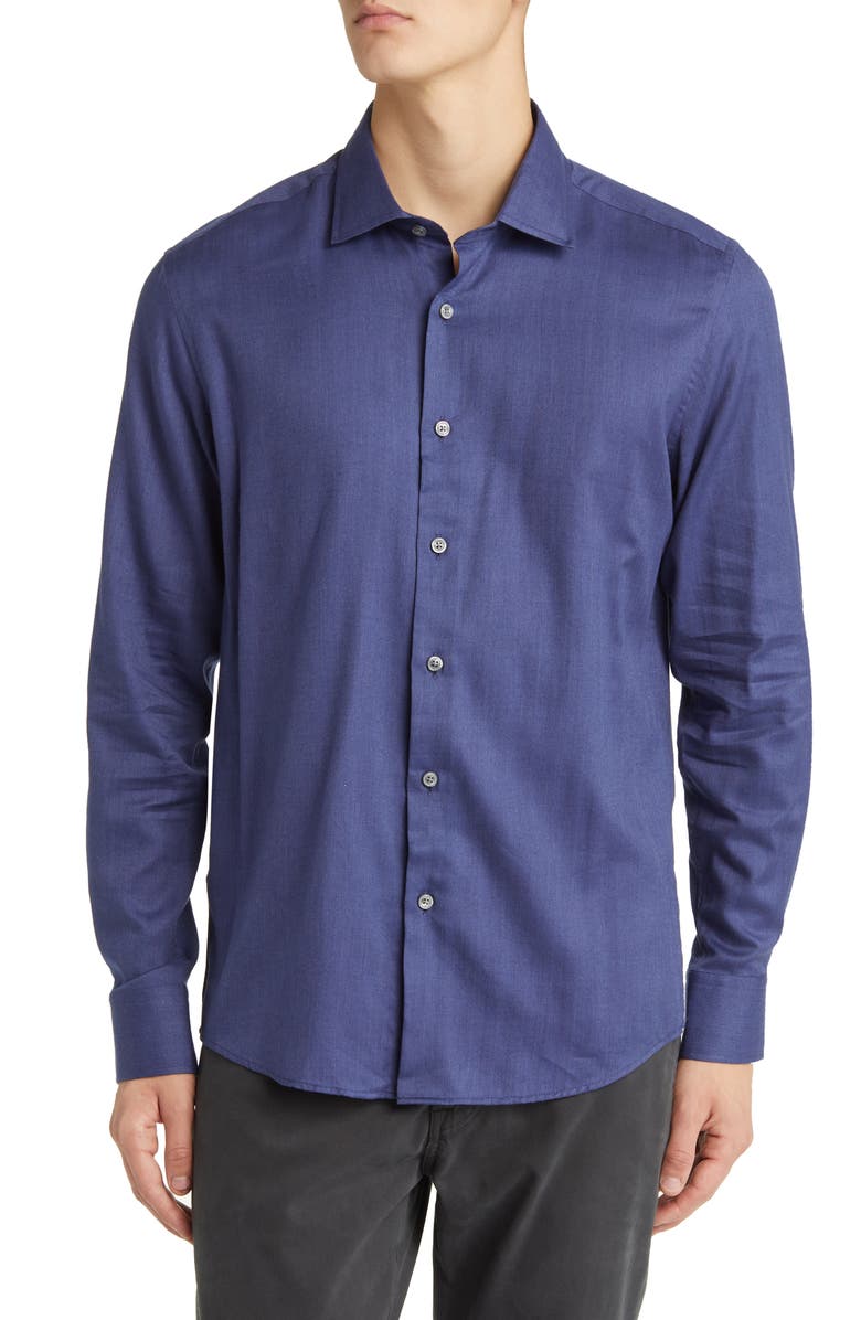 Scott Barber Cotton & Lyocell Herringbone Button-Up Shirt | Nordstromrack