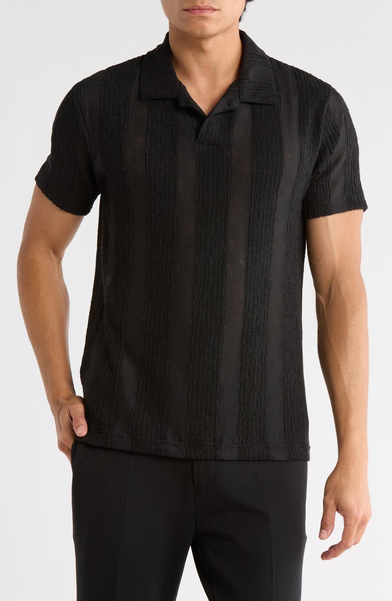 DENIM AND FLOWER Textured Johnny Collar Polo | Nordstromrack
