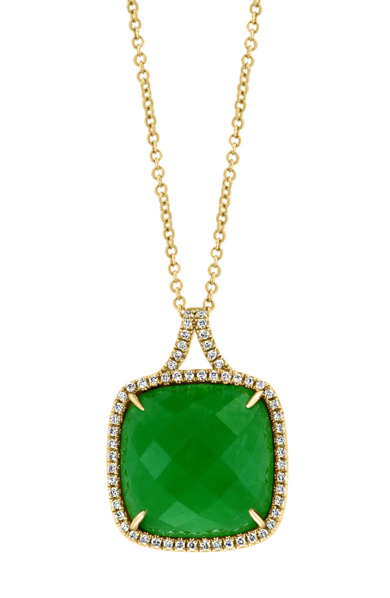 EFFY 14K Yellow Gold Diamond Jade Pendant Necklace | Nordstromrack