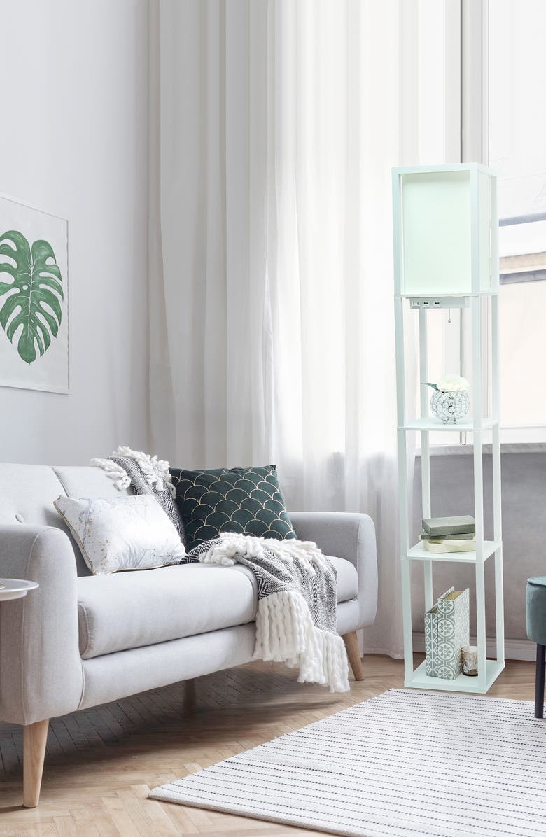 LALIA HOME Floor Lamp Etagere Organizer Storage Shelf with 2 USB ...