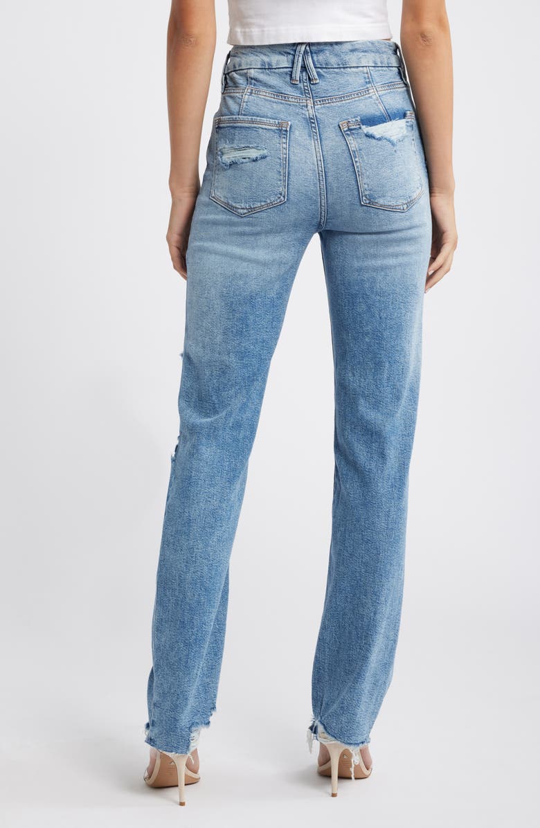 Good American Good Icon High Waist Ripped Straight Leg Jeans ...