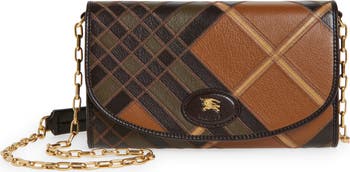 Burberry Highlands Patchwork Check Leather Wallet on a Chain | Nordstrom