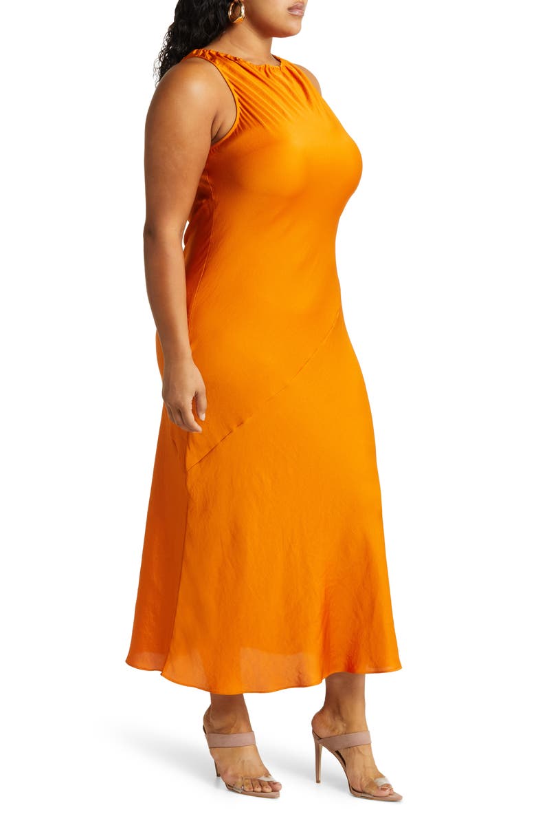 Open Edit Halter Satin Midi Dress | Nordstromrack