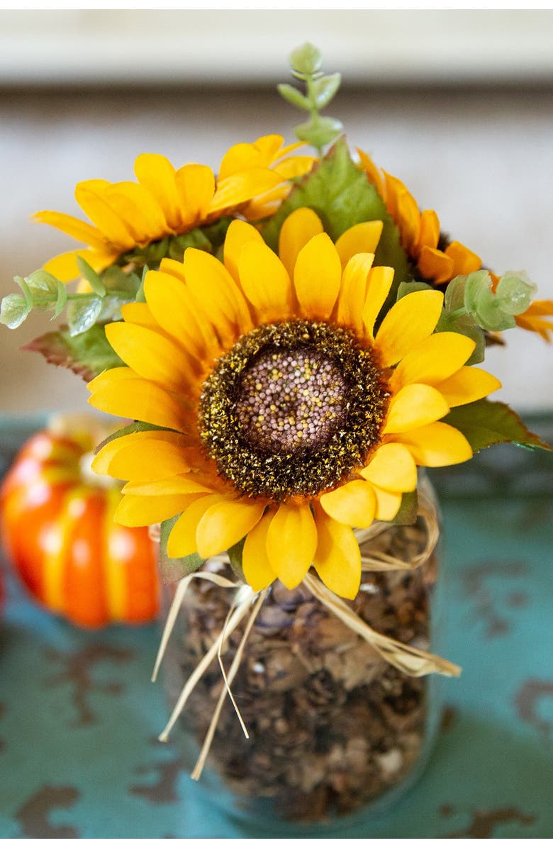 FLORA BUNDA 9.5" Tall Yellow Sunflowers in Pinecone Jar | Nordstromrack