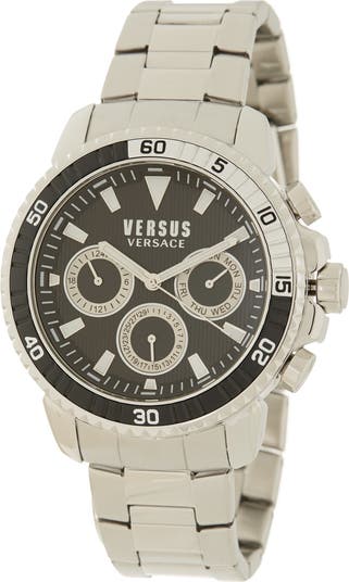 VERSUS Versace Men's Stainless Steel Black Dial Bracelet Watch, 45mm ...