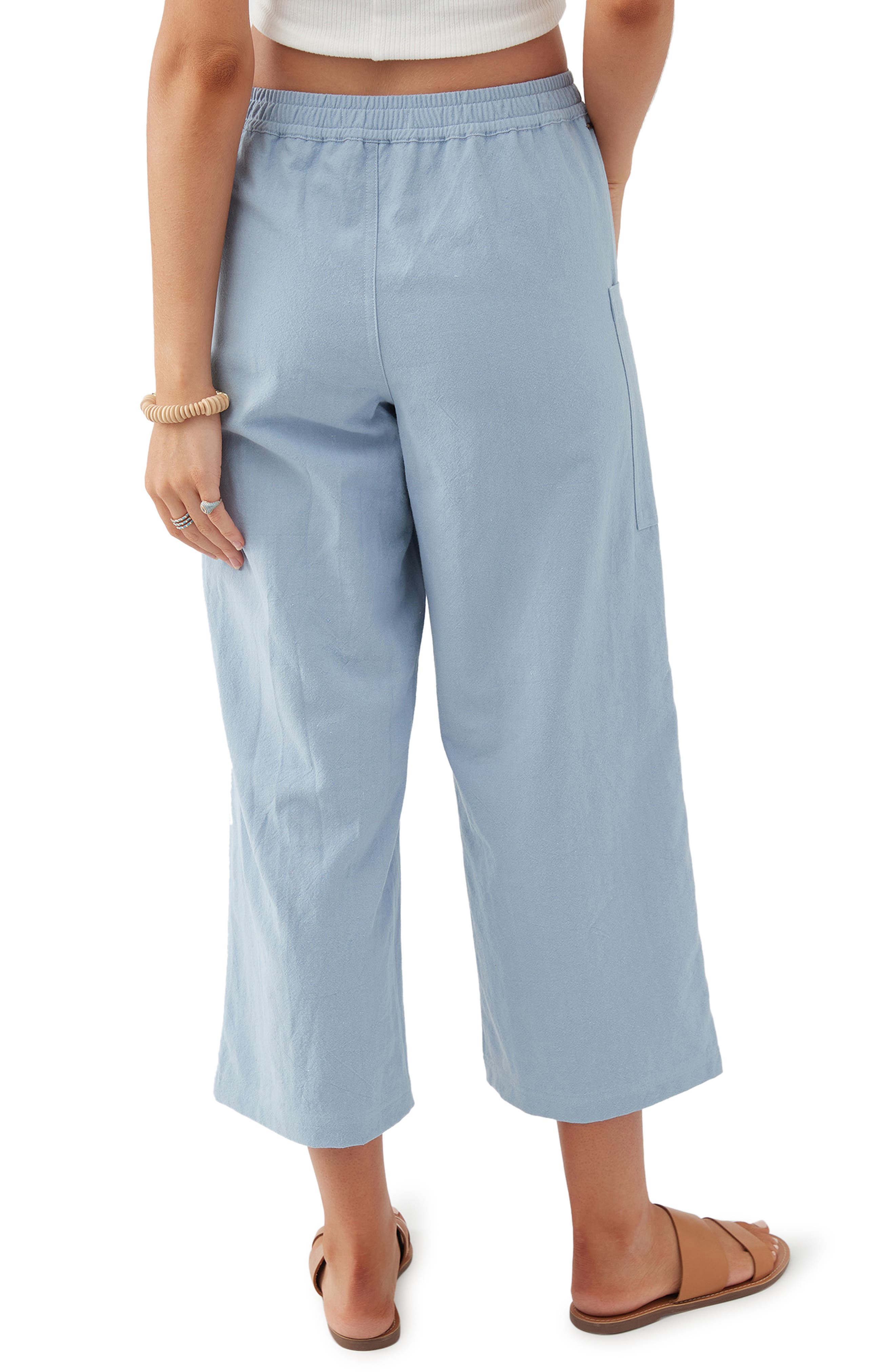 O'Neill Jinnie Crop Wide Leg Linen & Cotton Pants | Nordstromrack