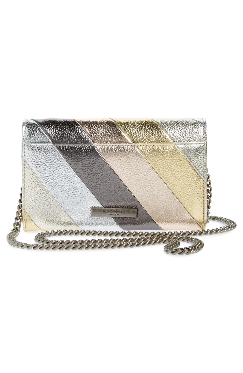 Kurt Geiger London Kensington Stripe Leather Chain Crossbody Wallet ...