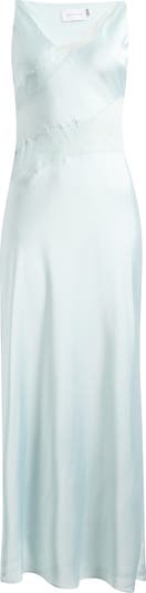Significant Other Ellis Sheer Mesh Lace Inset Satin Gown | Nordstrom