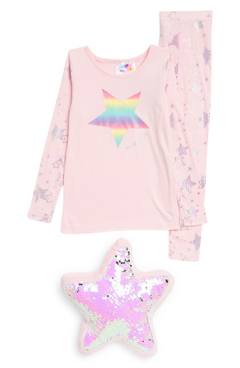 BTWEEN Kids' Long Sleeve Pajamas & Sequin Pillow Set | Nordstromrack