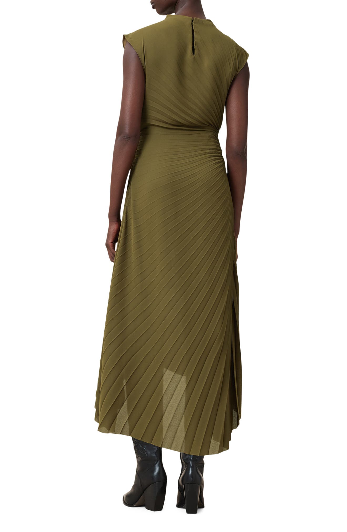 AllSaints Rayanna Pleated Cap Sleeve Dress | Nordstrom