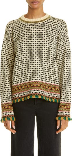 Bode Talsi Fringe Merino Wool Sweater | Nordstrom