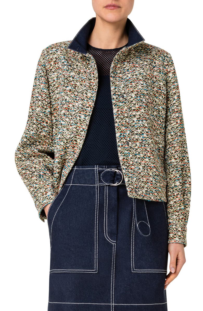 Akris punto Tweed & Denim Jacket | Nordstrom