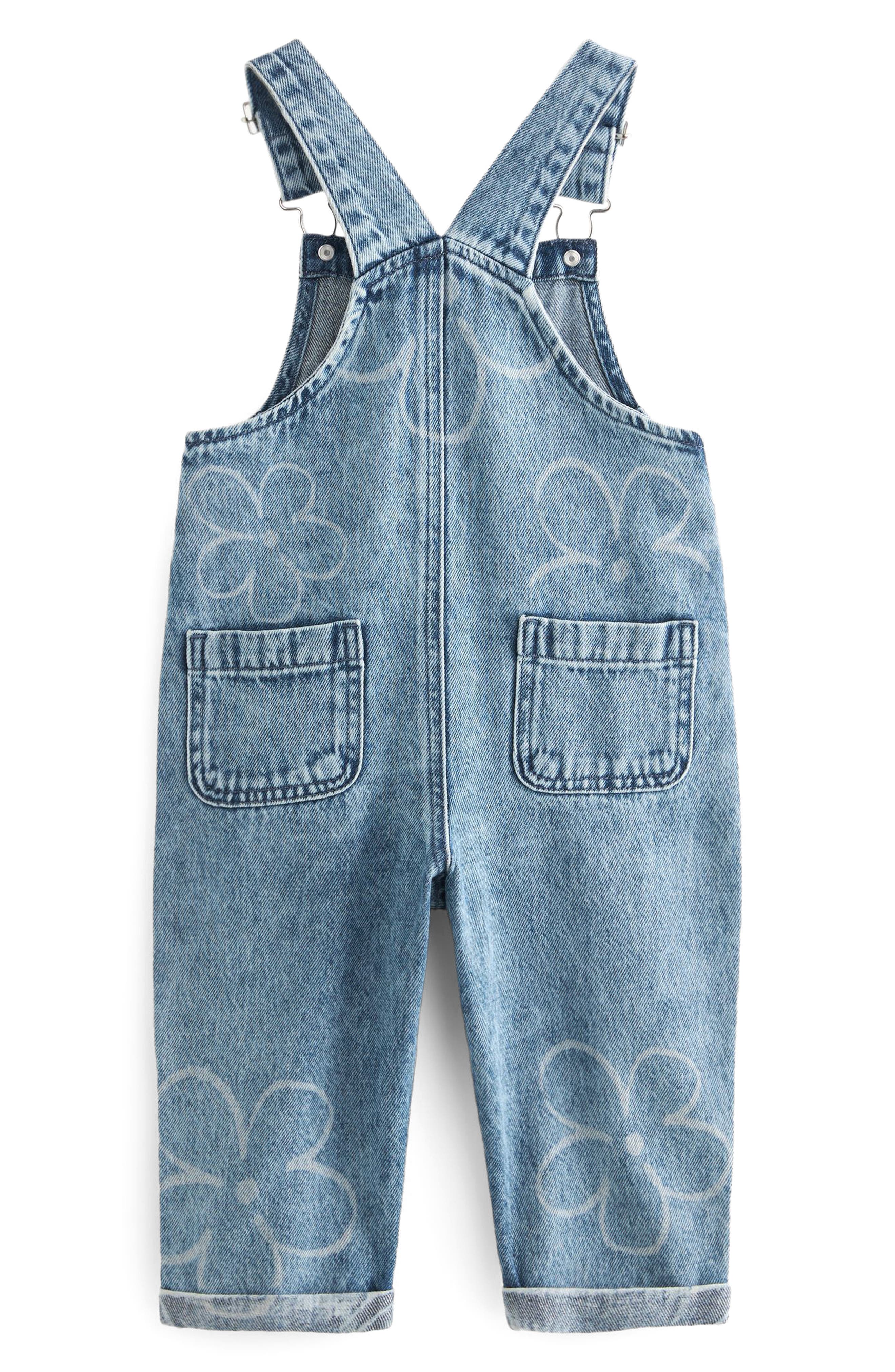 NEXT Kids' 3D Flower Appliqué Denim Overalls | Nordstrom