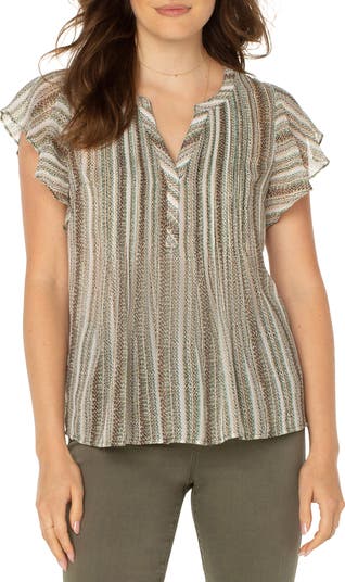 Liverpool Los Angeles Flutter Sleeve Blouse | Nordstrom
