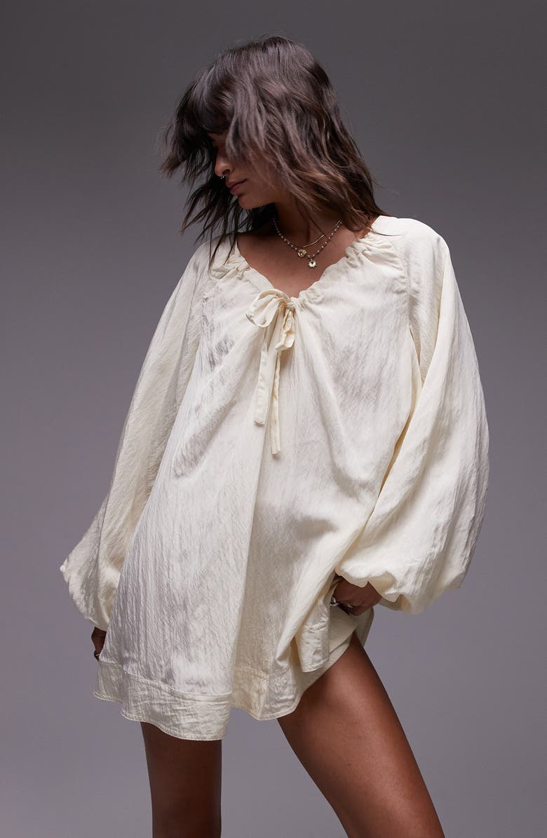 Topshop Tech Long Sleeve Trapeze Minidress | Nordstromrack