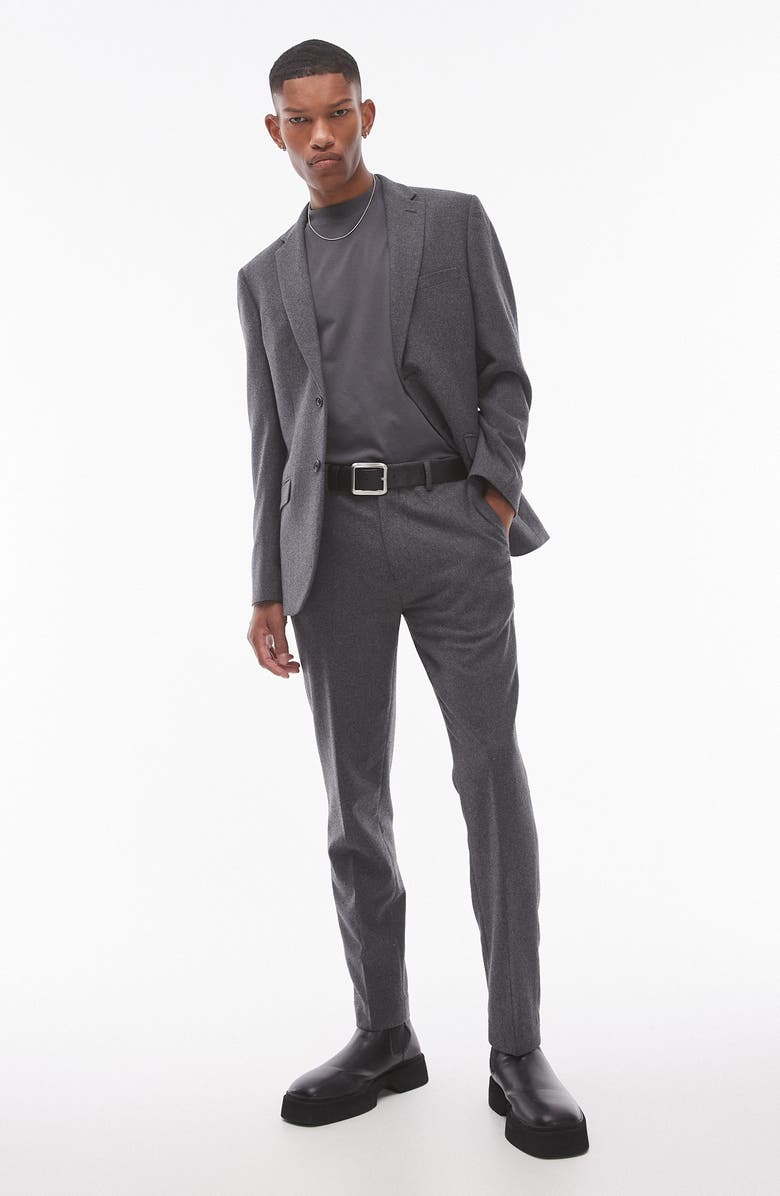 Topman Slim Fit Flat Front Felted Wool Blend Dress Pants | Nordstromrack