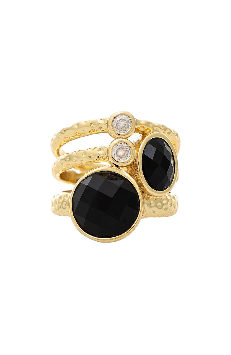 RIVKA FRIEDMAN Onyx & CZ Hammered Ring | Nordstromrack