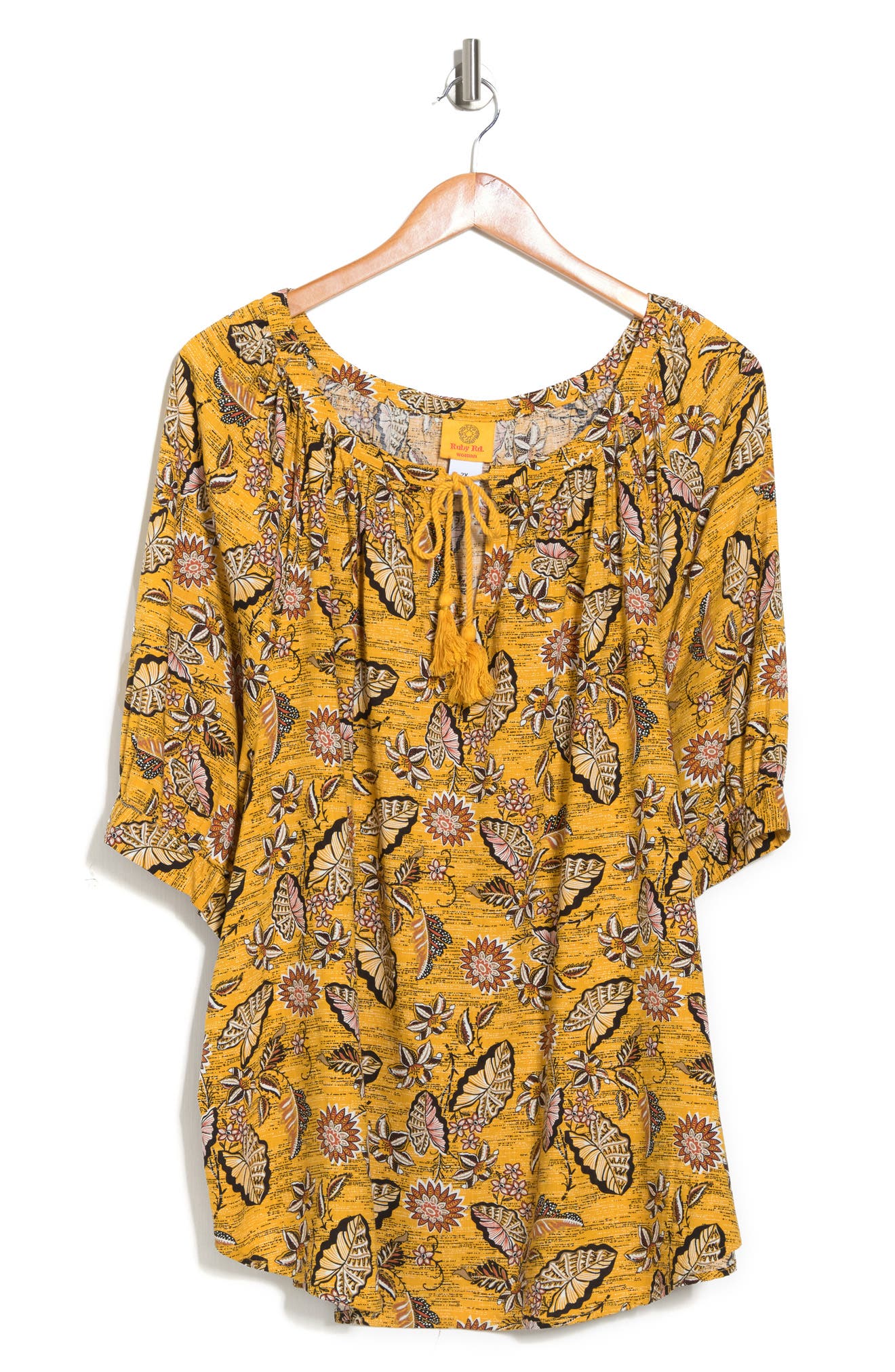 RUBY RD Crosshatch Floral Print Slub Top | Nordstromrack