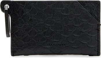 AllSaints Hex Snakeskin Embossed Leather Cardholder | Nordstrom