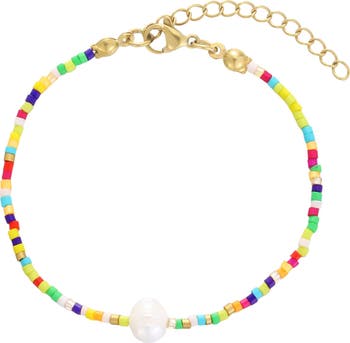 Adornia Freshwater Pearl & Multi Color Bead Bracelet | Nordstromrack