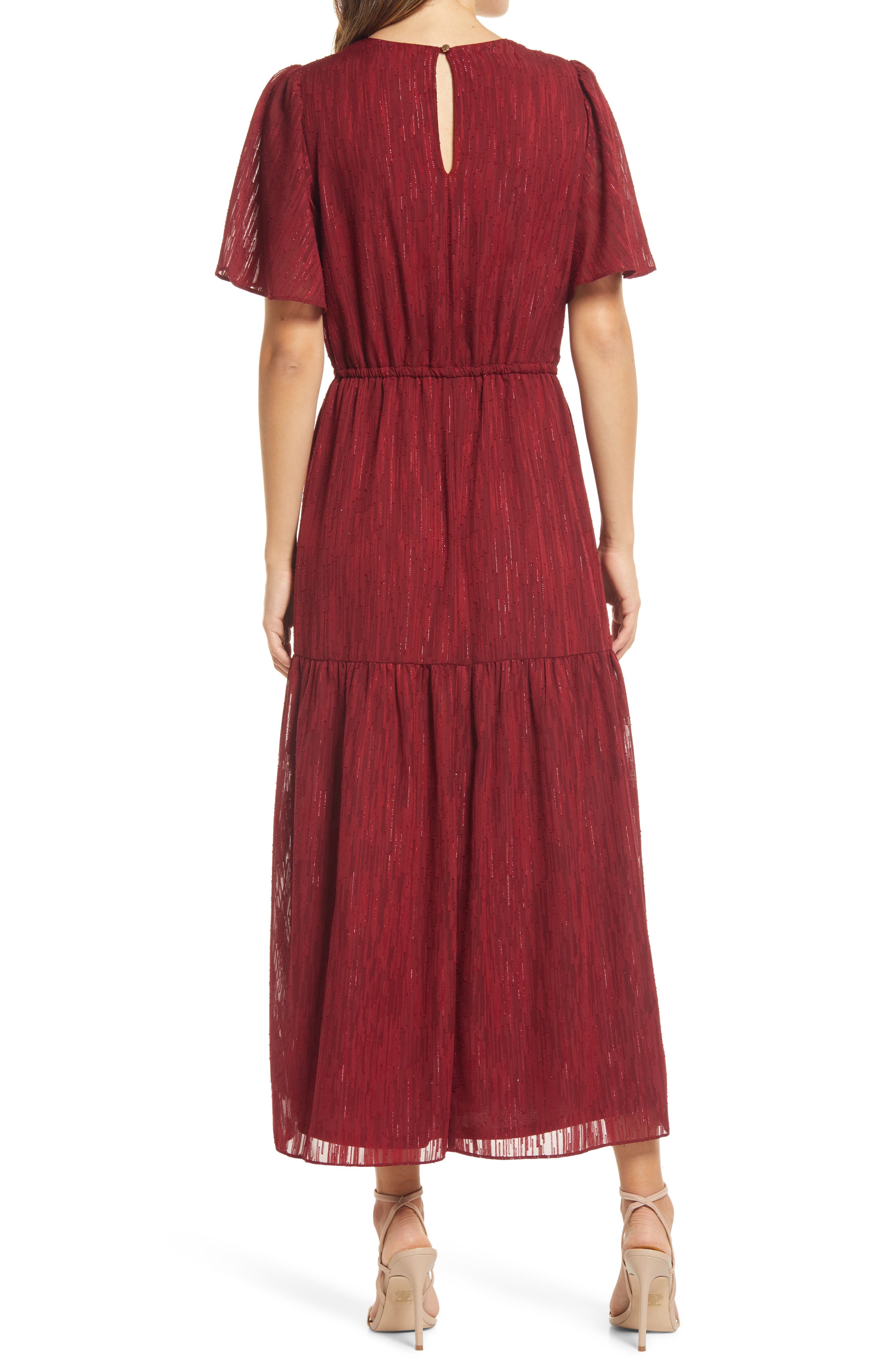 Julia Jordan Donna Ricco V-Neck Flutter Sleeve Maxi Dress | Nordstromrack