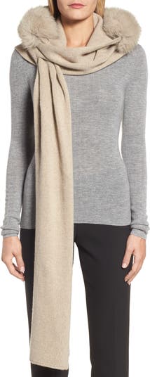 Max Mara Nava Hooded Scarf with Genuine Fox Fur Trim | Nordstrom
